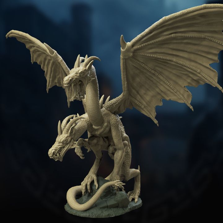 3D Printable Two Headed Dragon by Crippled God Foundry