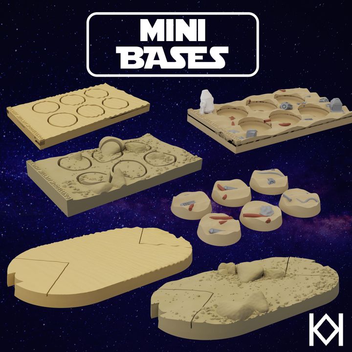 3D Printable Desert Mini Bases by Kathy Millatt Modelling