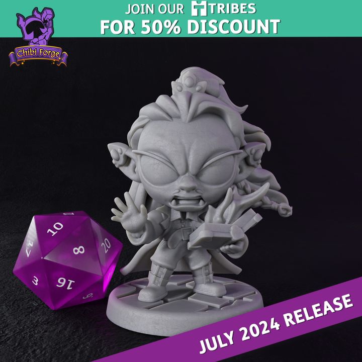 3D Printable Male Elf Wizard - Chibi Forge by Titan Forge Miniatures