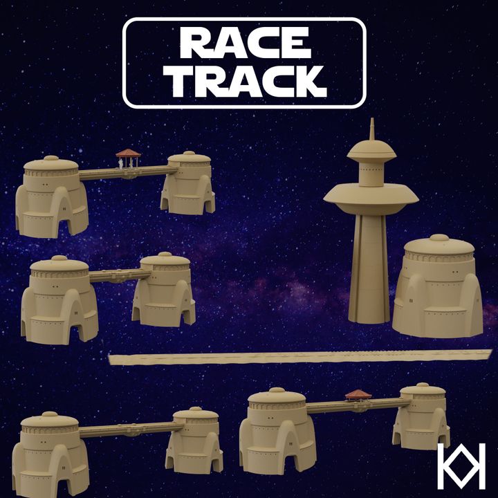 3D Printable Galactic Racers Track Buildings Terrain Set by Kathy ...
