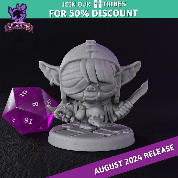 3D Printable Female Goblin Rogue - Chibi Forge by Titan Forge Miniatures