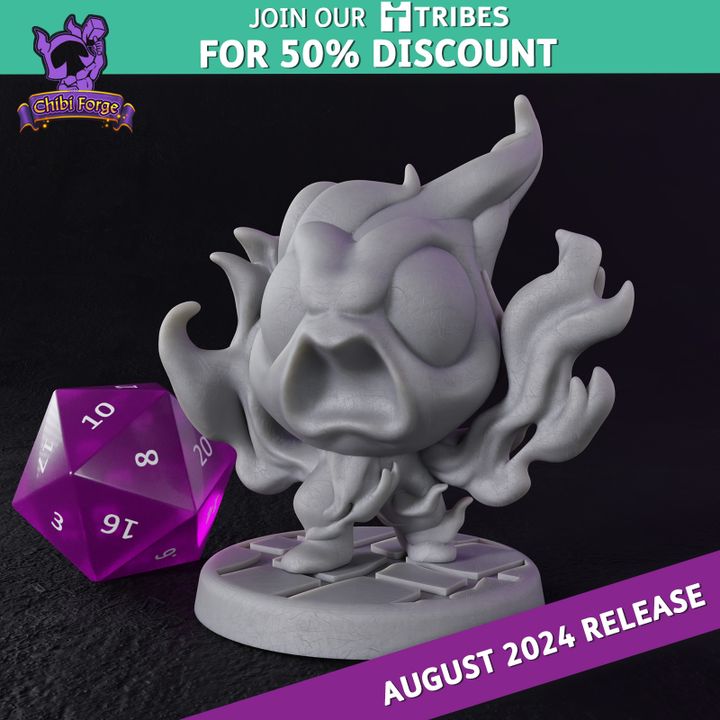 3D Printable Fire Elemental - Chibi Forge by Titan Forge Miniatures