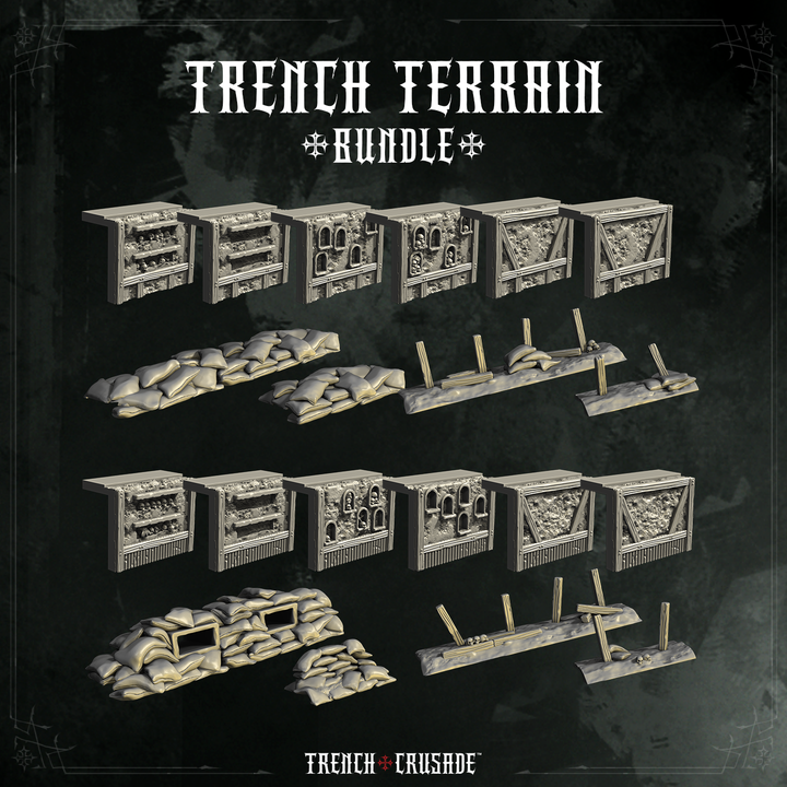 3D Printable Trench terrain set - Trench Crusade by Factory Fortress Inc.