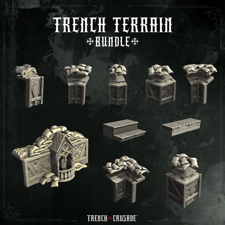 3D Printable Trench terrain set - Trench Crusade by Factory Fortress Inc.