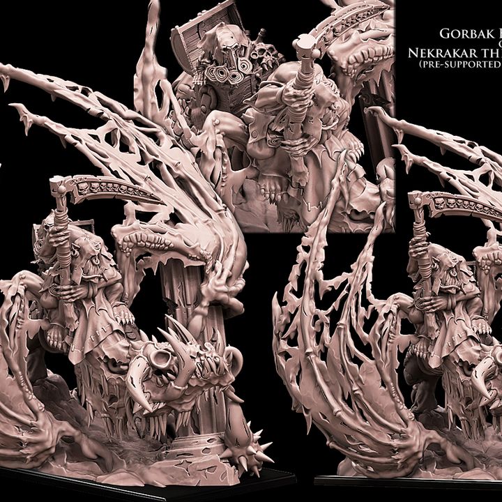 3D Printable Orc Necromancer on Abyssal Wyrm by Avatars of War