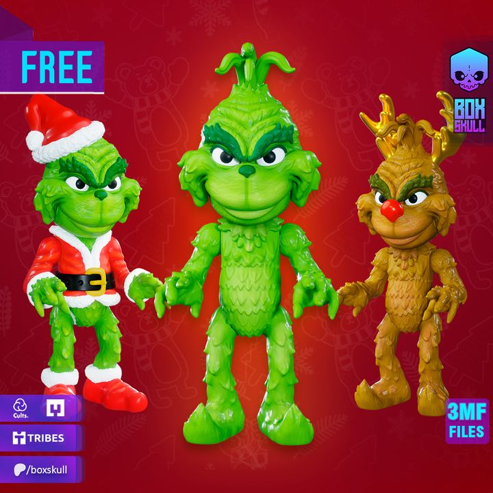 3D Printable GRINCH - ARTICULATED FIGURE, PRINT-IN-PLACE, CUTE, FREE by ...