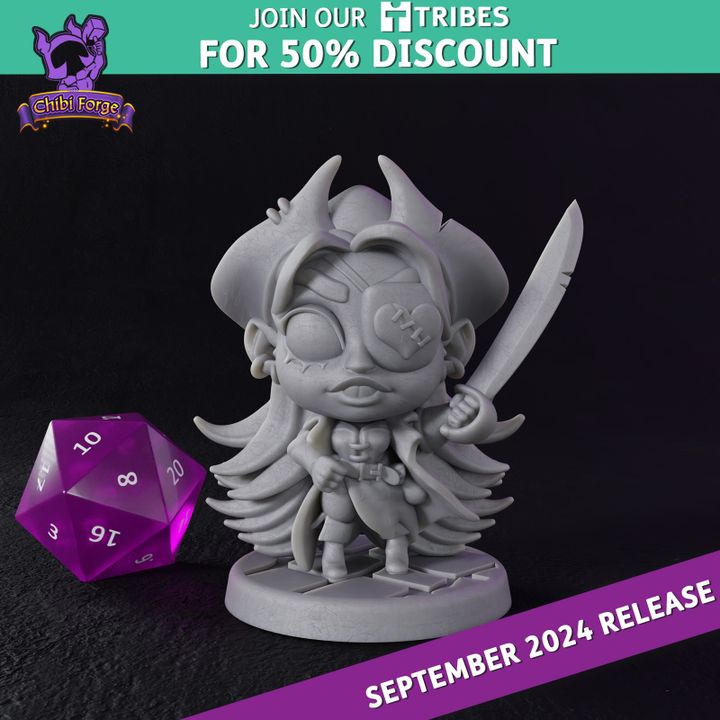 3D Printable Female Human Rogue - Chibi Forge by Titan Forge Miniatures