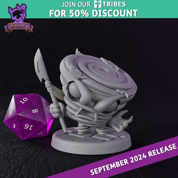 3D Printable Wind Elemental with Spear - Chibi Forge by Titan Forge ...