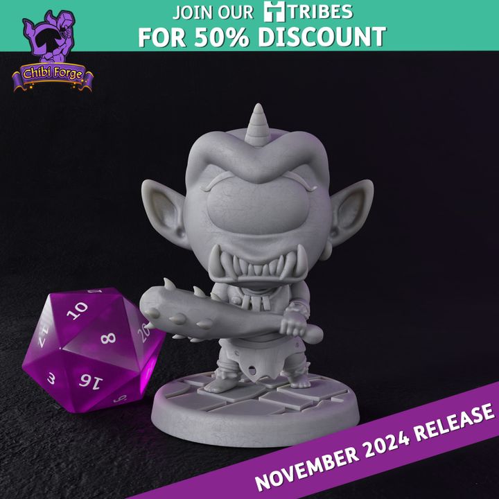 3D Printable Cyclop with Club - Chibi Forge by Titan Forge Miniatures