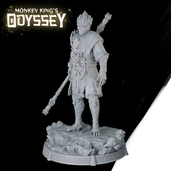 3D Printable Sun Wukong (32mm & 75mm) by Saga Miniatures