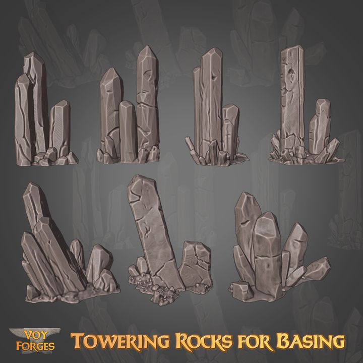 3D Printable Towering Rocks for Basing - Basing Bits by Voy Forges
