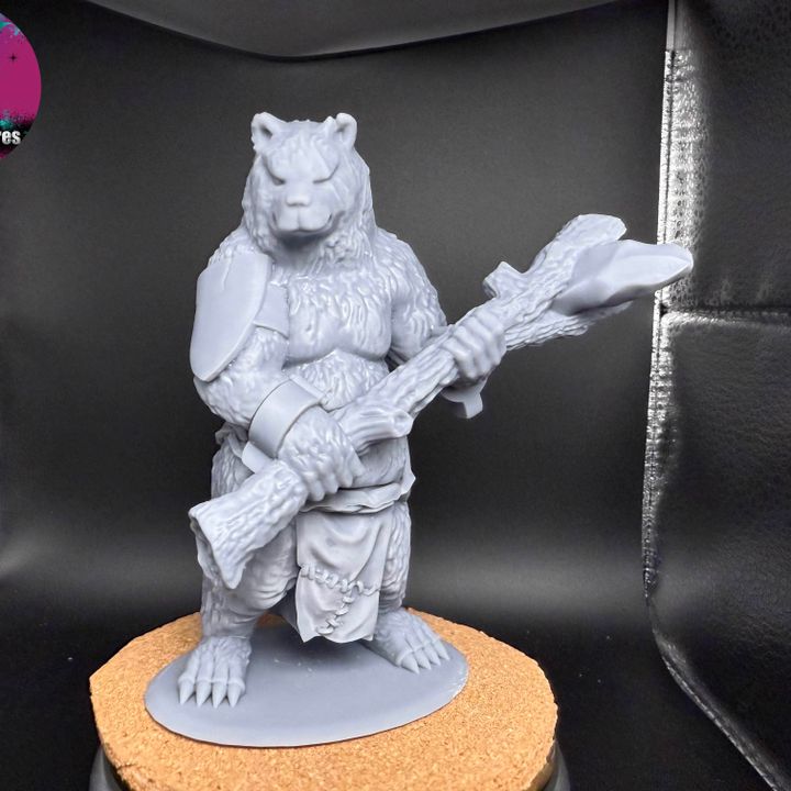 3D Printable Bear Giant - With Two Handed Weapon by Sloth Miniatures
