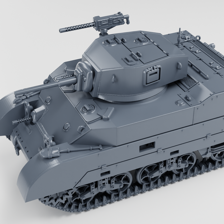 3D Printable M5А1 Stuart Light Tank (US, WW2) by Wargame3d