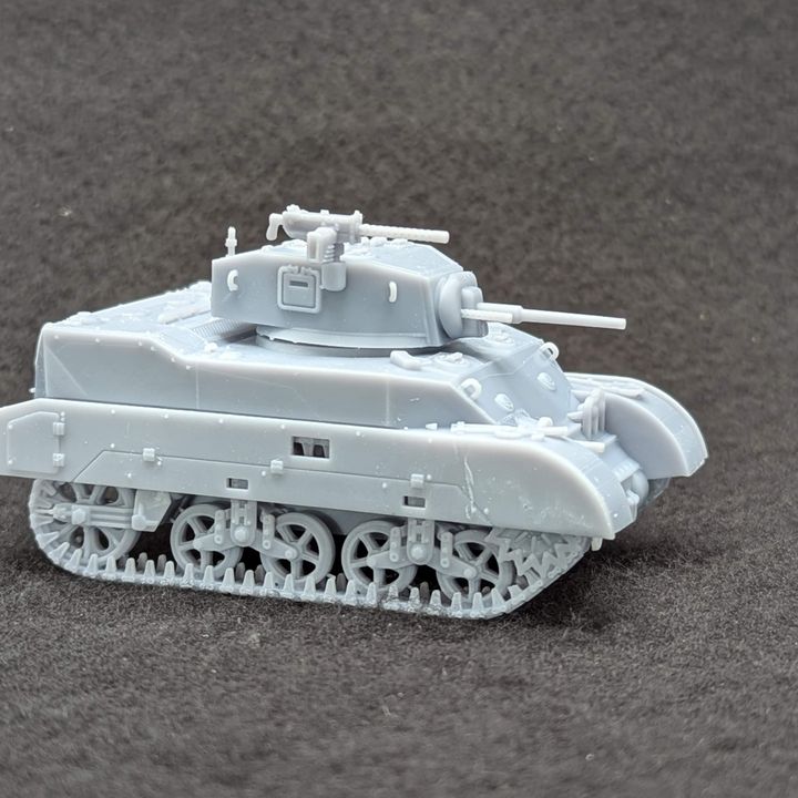 3D Printable M5А1 Stuart Light Tank (US, WW2) by Wargame3d
