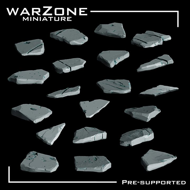 3D Printable Rock / Rocks Basing Bits Vol. 04 by WarZone Miniature