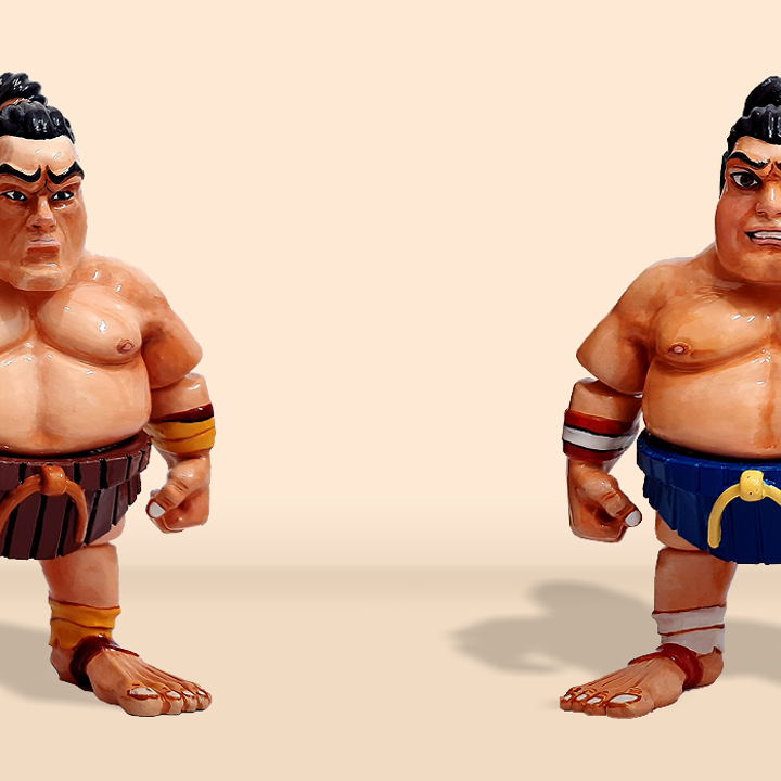 3D Printable Flexi Print-in-Place Sumo Wrestlers by Flexi Town