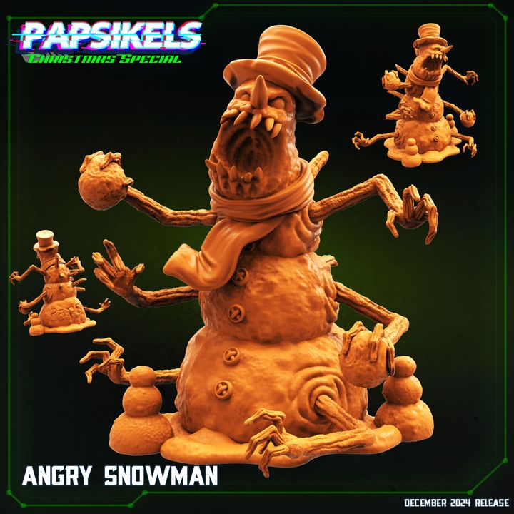 3D Printable ANGRY SNOWMAN by PAPSIKELS MINIATURES