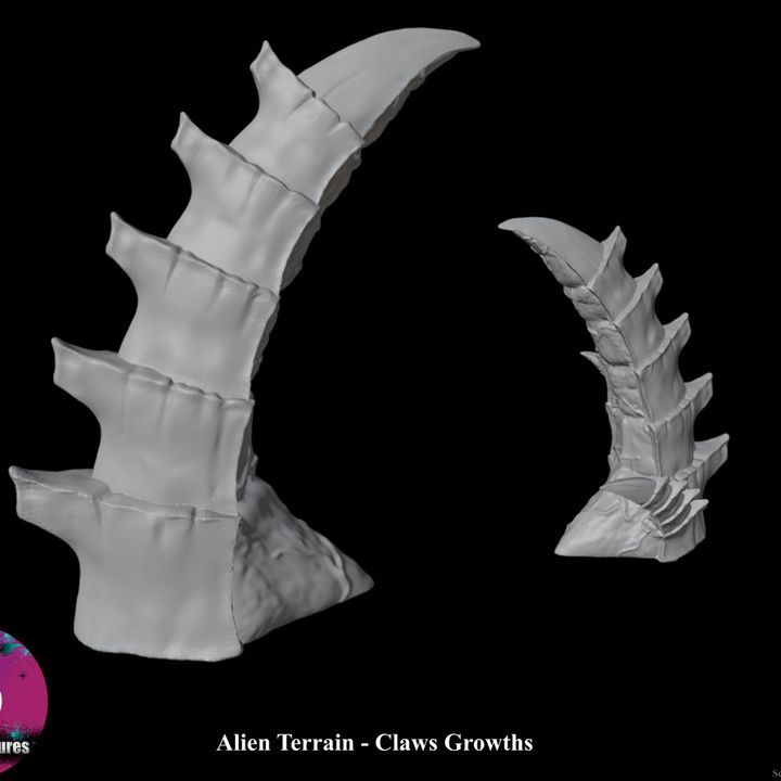 3D Printable Alien Terrain - Claw Growths by Sloth Miniatures