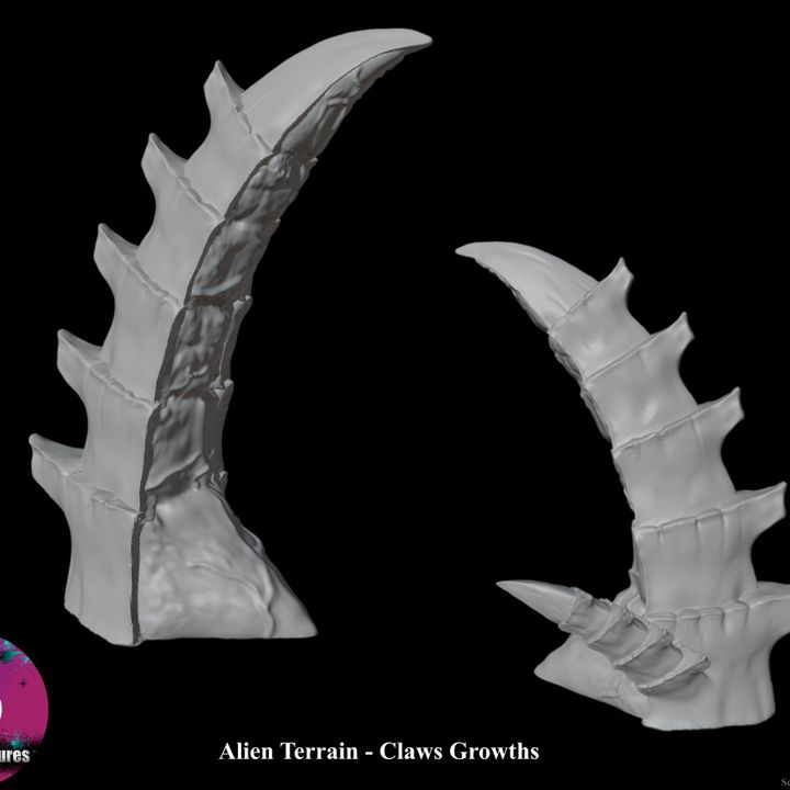 3D Printable Alien Terrain - Claw Growths by Sloth Miniatures