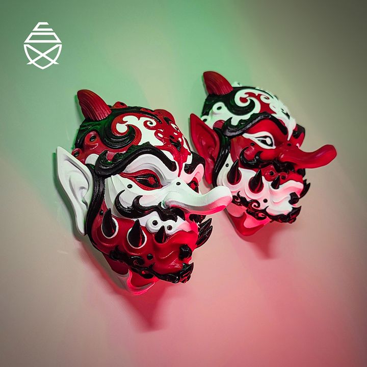 3D Printable Tengu Wall Mask by PipeCox