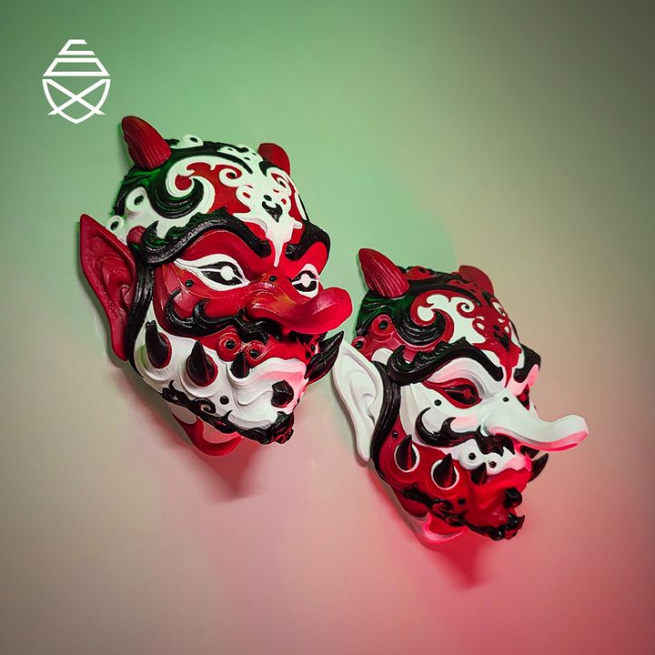 3D Printable Tengu Wall Mask by PipeCox