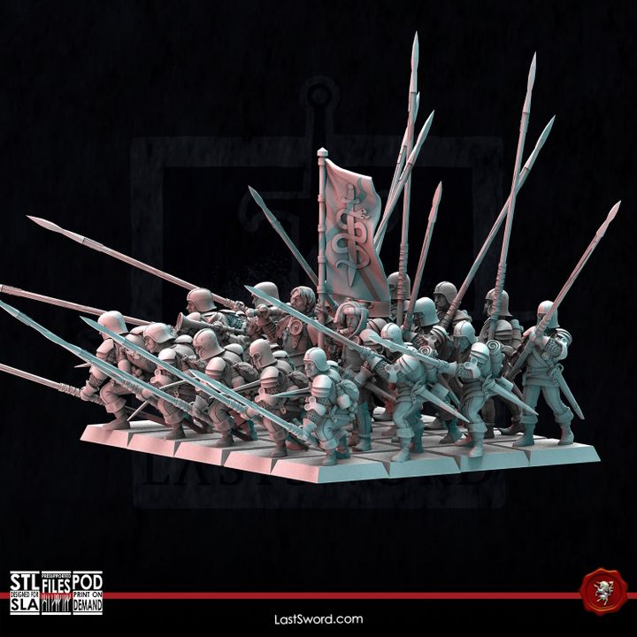 3D Printable Light Pikemen by LastSword Miniatures