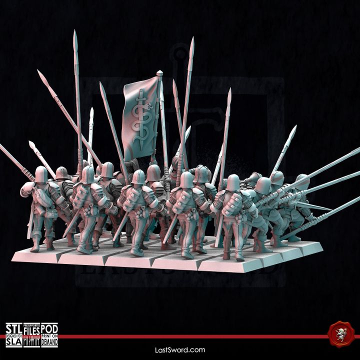 3D Printable Light Pikemen by LastSword Miniatures