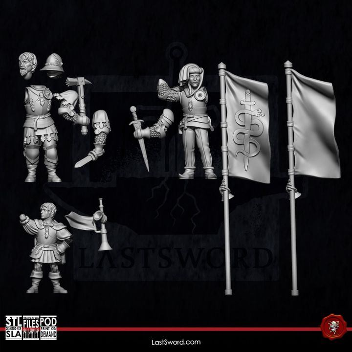 3D Printable Light Pikemen by LastSword Miniatures