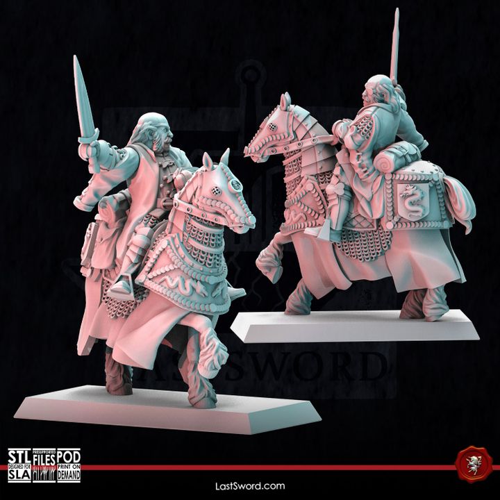 3D Printable Condottiero on horse by LastSword Miniatures