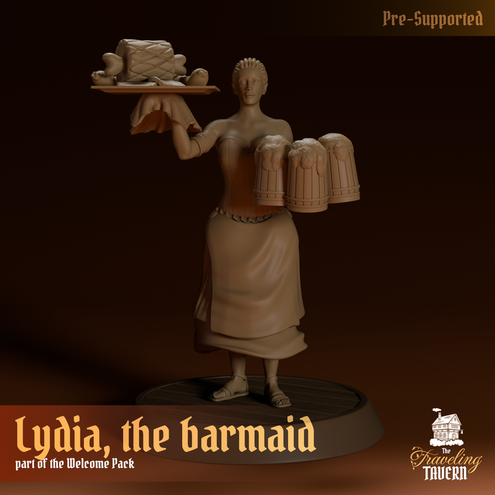 3D Printable Lydia The Barmaid by The Traveling Tavern