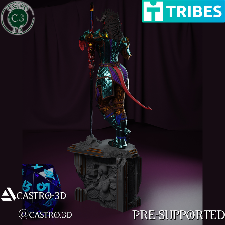 3D Printable Tiefling of Zariel - 32mm and 75mm miniature by Castro3D