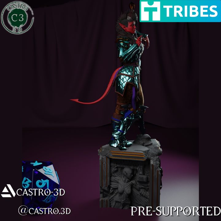 3D Printable Tiefling of Zariel - 32mm and 75mm miniature by Castro3D