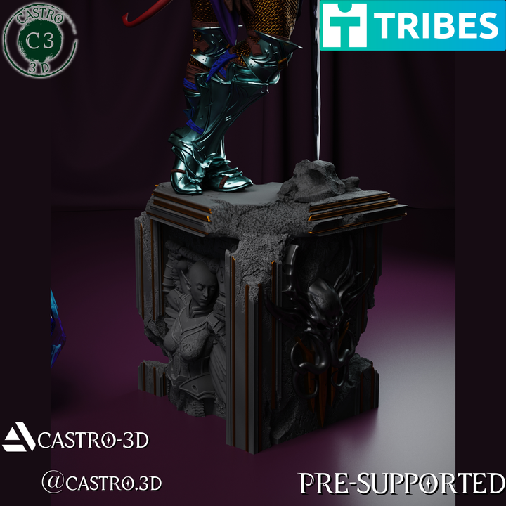 3D Printable Tiefling of Zariel - 32mm and 75mm miniature by Castro3D