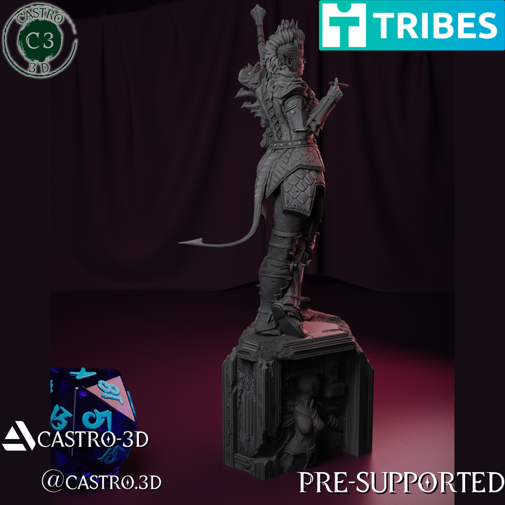 3D Printable Tiefling of Zariel - 32mm and 75mm miniature by Castro3D