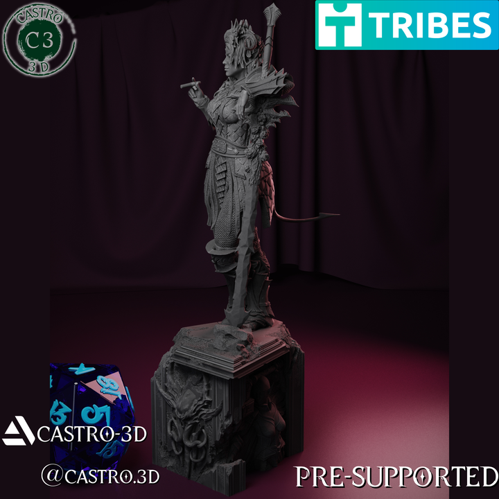 3D Printable Tiefling of Zariel - 32mm and 75mm miniature by Castro3D