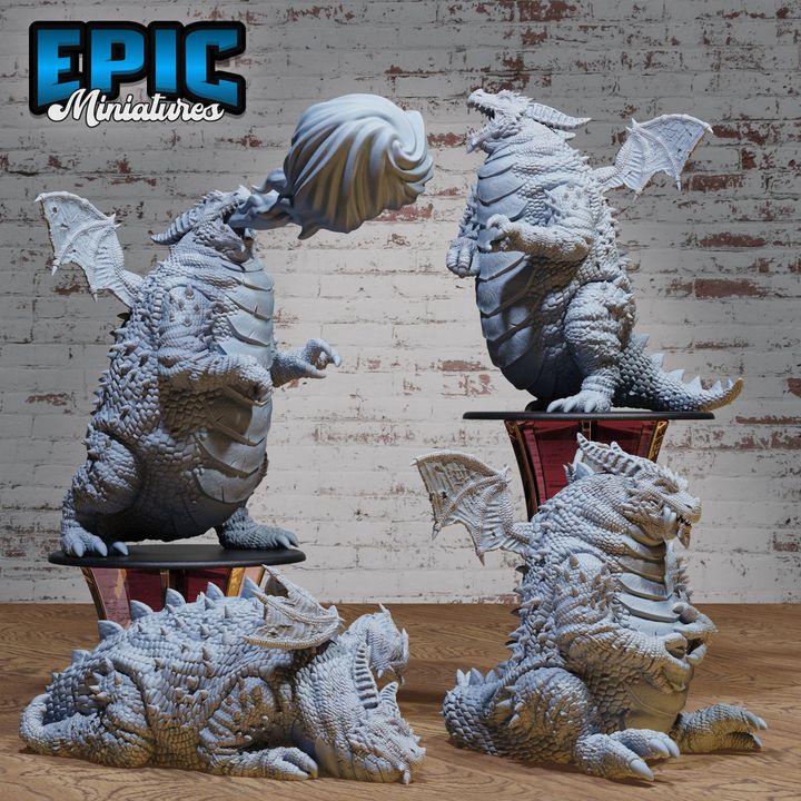 3D Printable Fat Dragon Set / Bulky Drake / Mountain Monster Encounter ...