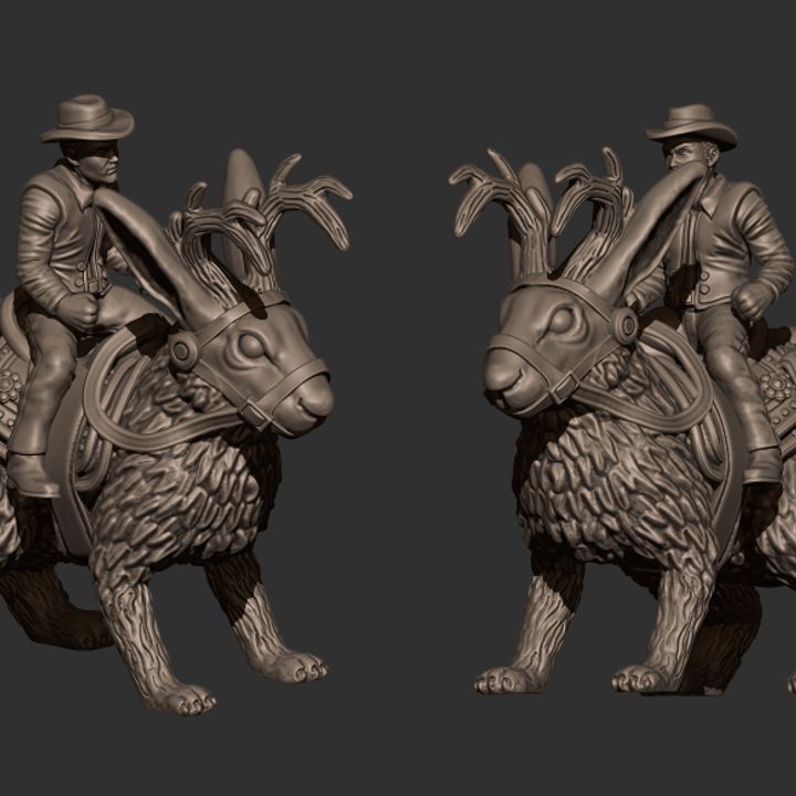 3D Printable Cowboy Riding a Jackalope - Cryptid by War in Christmas ...