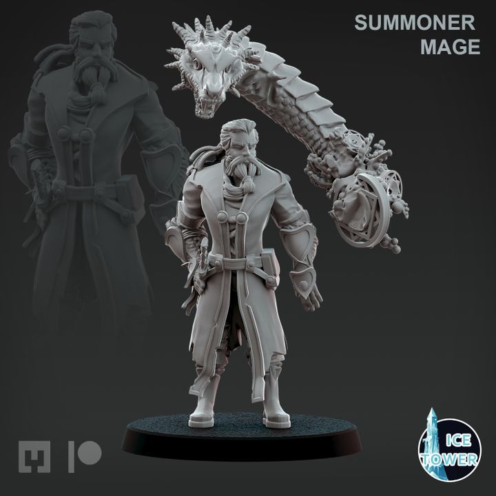 3D Printable Hero - Summoner Mage by Ice Tower
