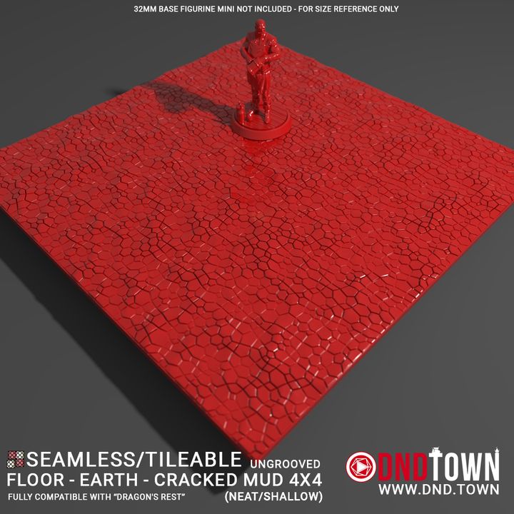 3D Printable 3D Modular Dungeon Tile: Floor - Earth - Cracked Mud - 4x4 ...