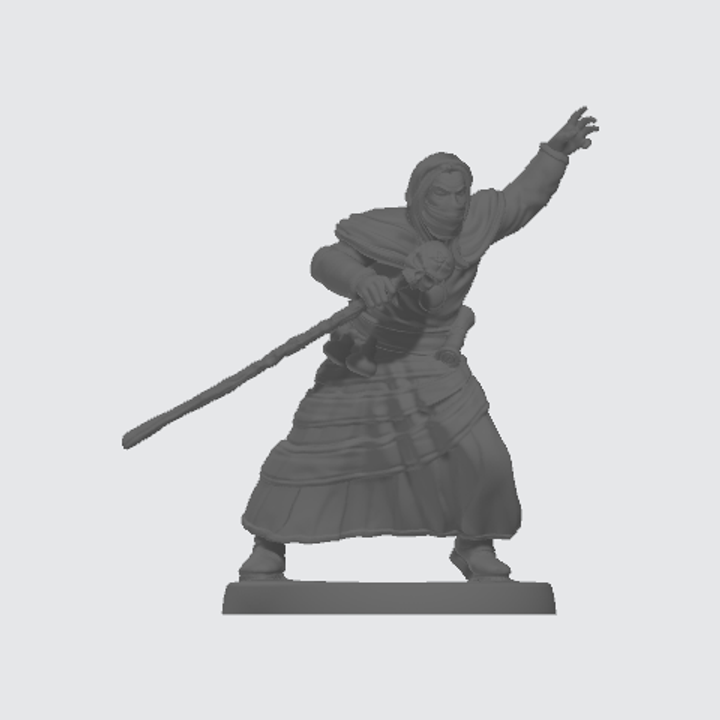 3D Printable Cultist with Skull Staff by War in Christmas Village