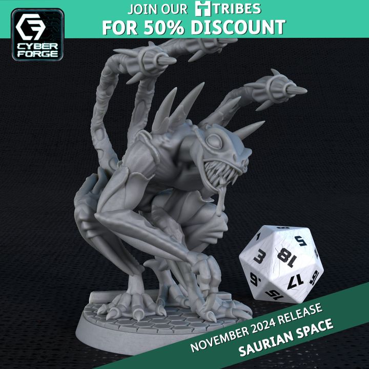 3D Printable Vragg Saurian Alien Monster Cyber Forge by Titan Forge ...