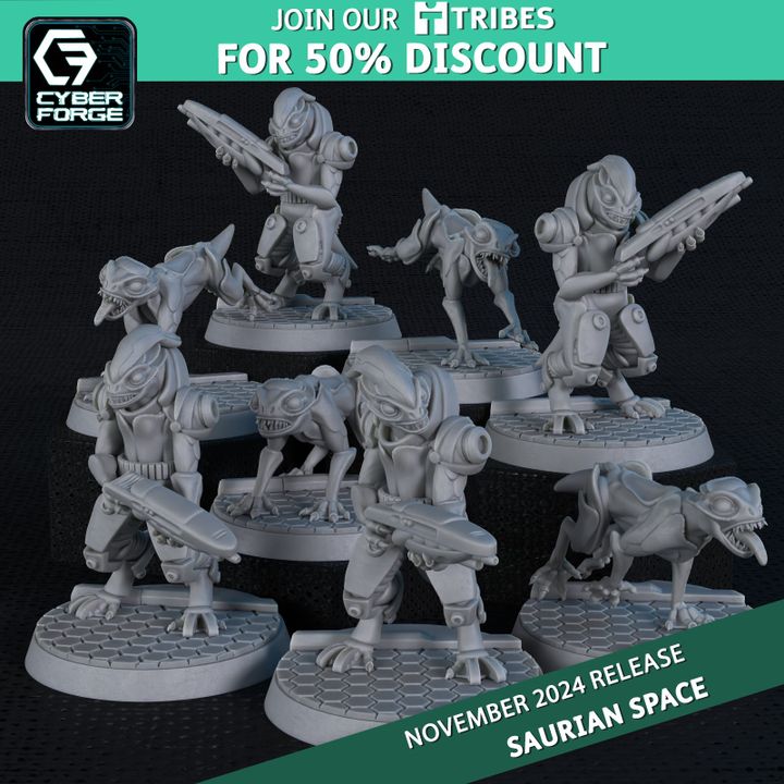 3D Printable Saurians Space Lizard Forces Cyber Forge by Titan Forge Miniatures