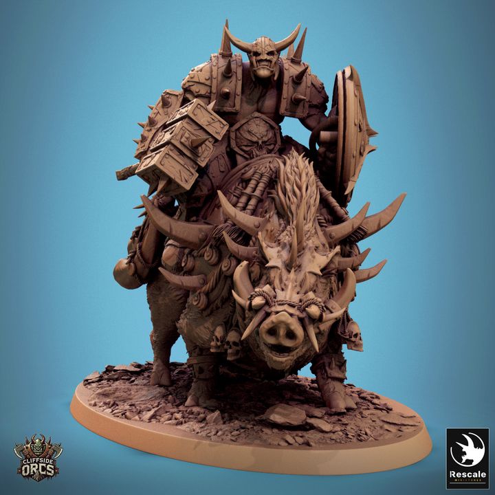 3D Printable Pack Orc Boar Mounted by Rescale Miniatures