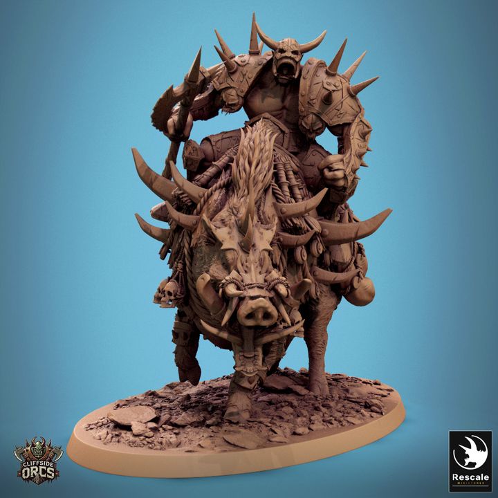 3D Printable Pack Orc Boar Mounted by Rescale Miniatures