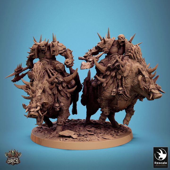 3D Printable Pack Orc Boar Mounted by Rescale Miniatures