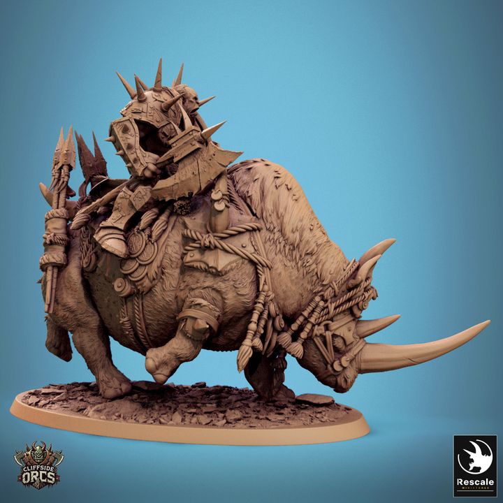 3D Printable Pack Rhino Mounted by Rescale Miniatures