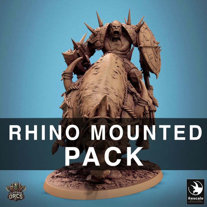 3D Printable Pack Rhino Mounted by Rescale Miniatures