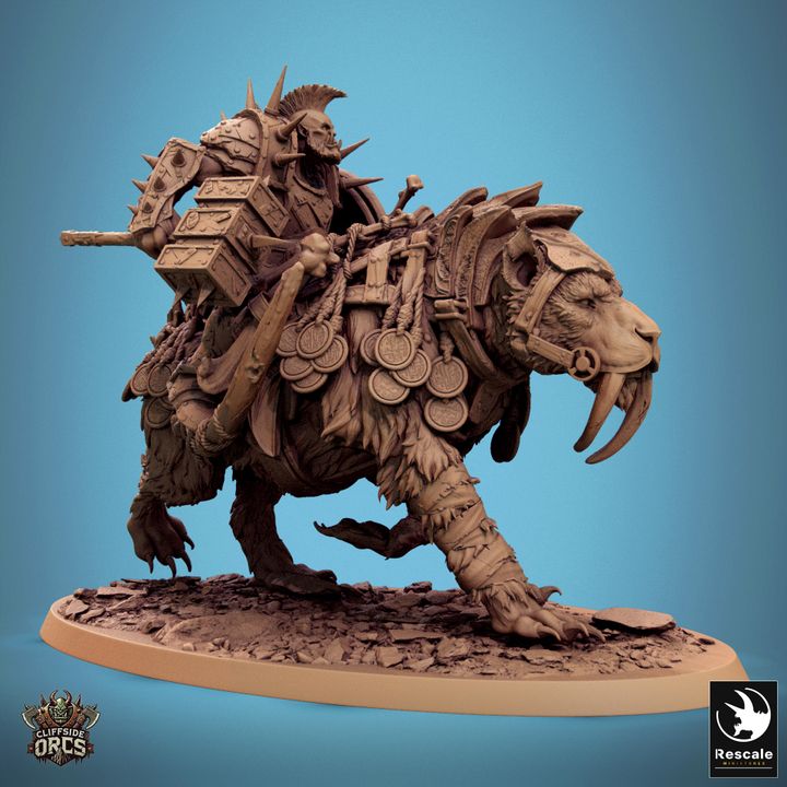 3D Printable Pack Saber-toothed tiger Mounted by Rescale Miniatures