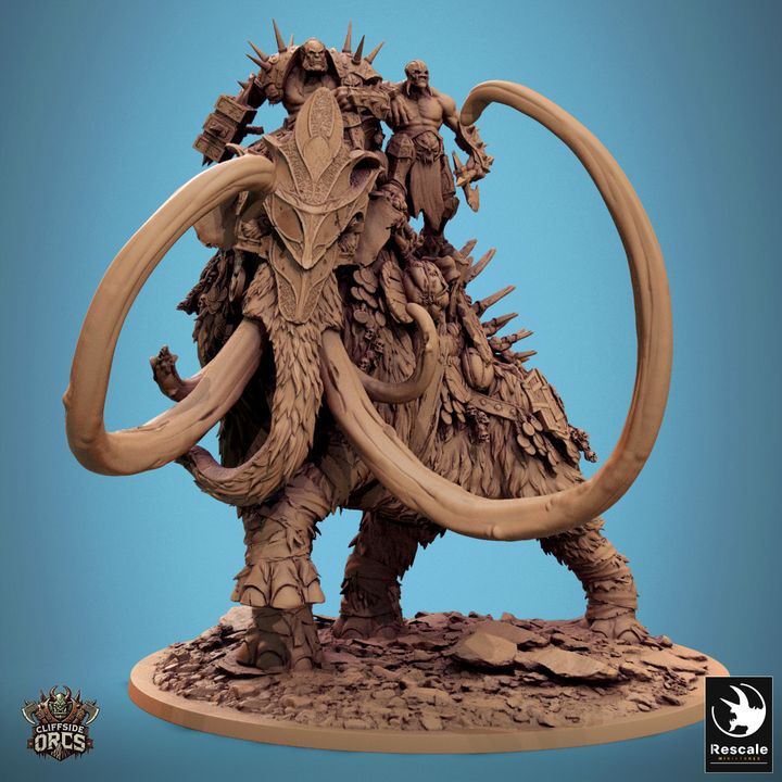3D Printable Mammoth Mounted by Rescale Miniatures