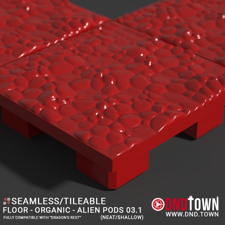 3D Printable 3D Modular Dungeon Tile: Floor - Organic - Alien Pods 3.1 ...